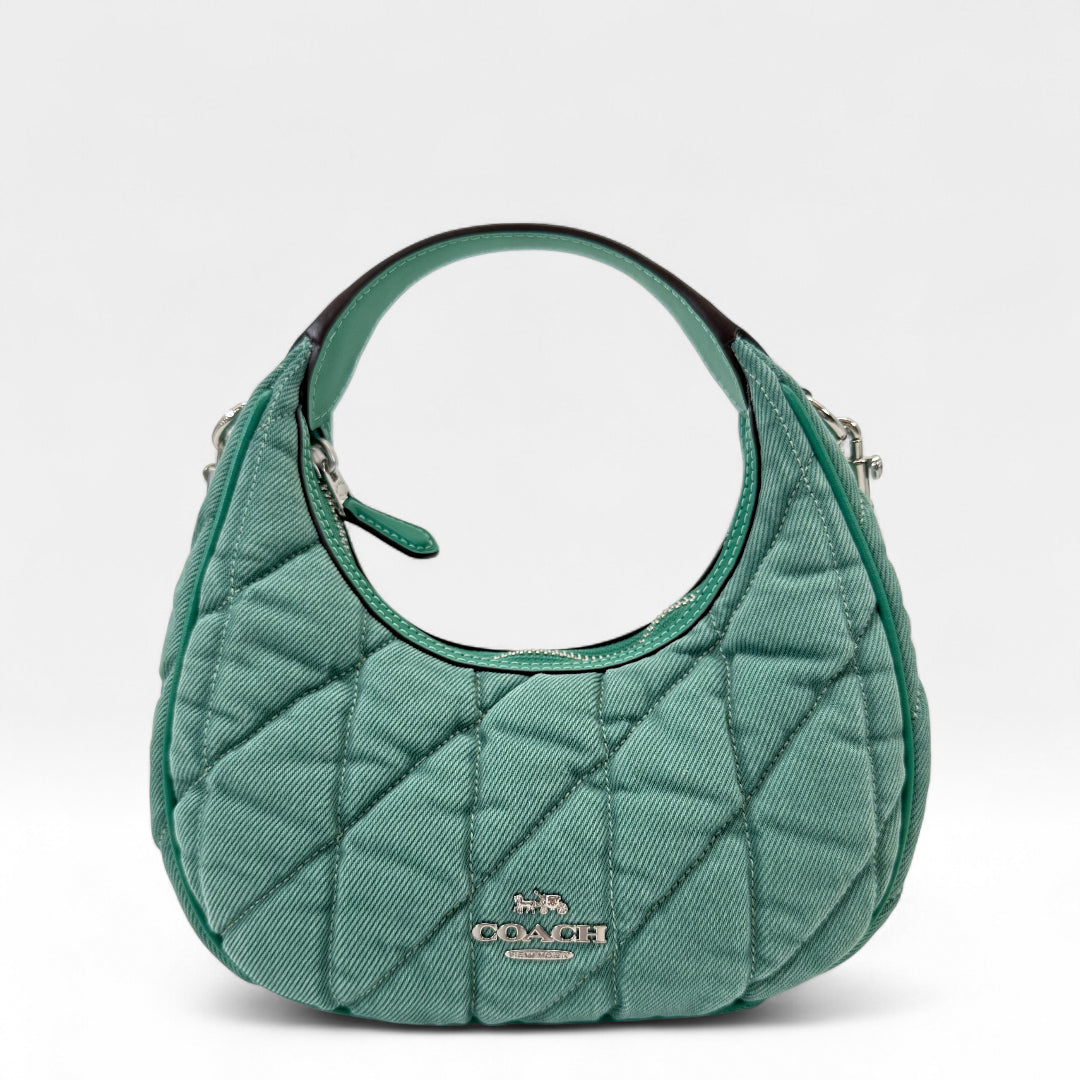 Coach Croissant-Shaped Corduroy Handbag, Green | Second Hand