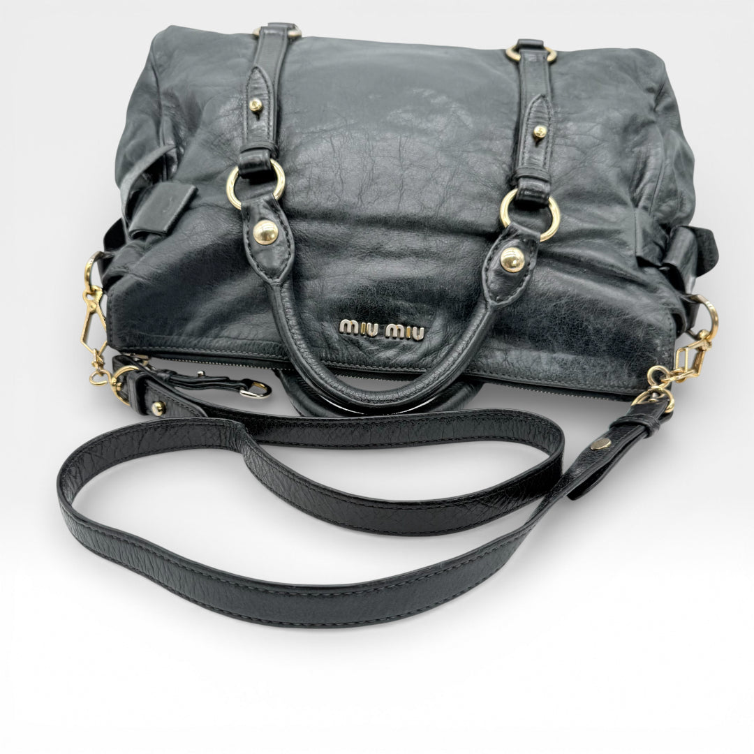 Miu Miu handbag Vitello Satchel black | 9ine Life Second-Hand